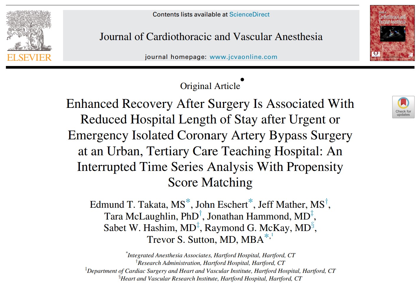 IAA's ERAS Protocol Study Published in the JCVA - Integrated Anesthesia ...